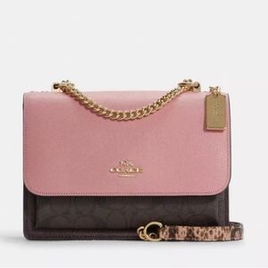 Coach | Bags | Coach Klare Crossbody Pink Brown Signature Canvas Gold ...